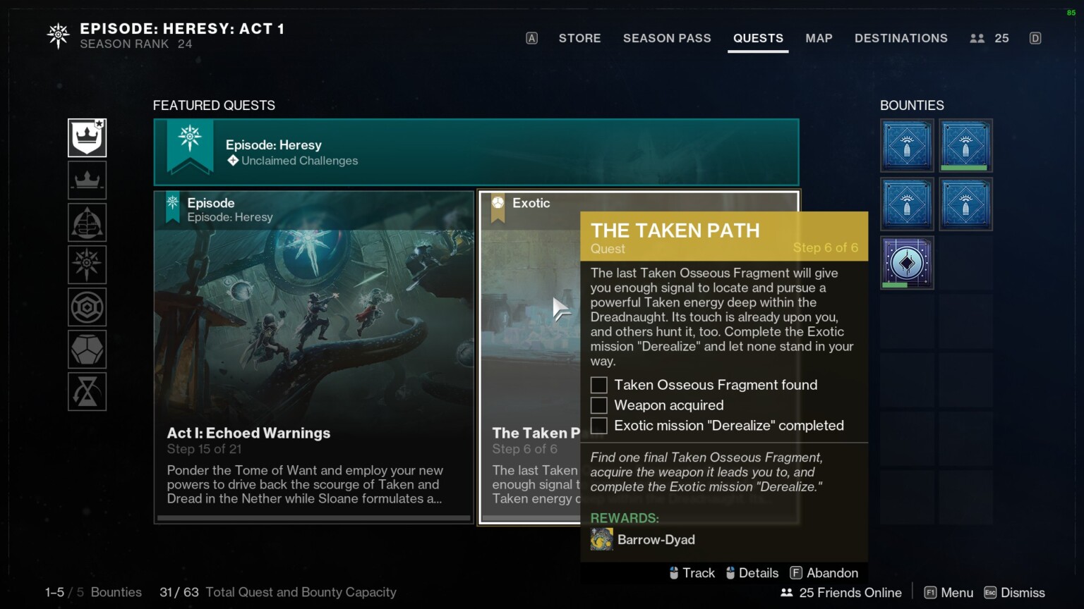 The Taken Path & Derealize Quests: How to get Barrow-Dyad