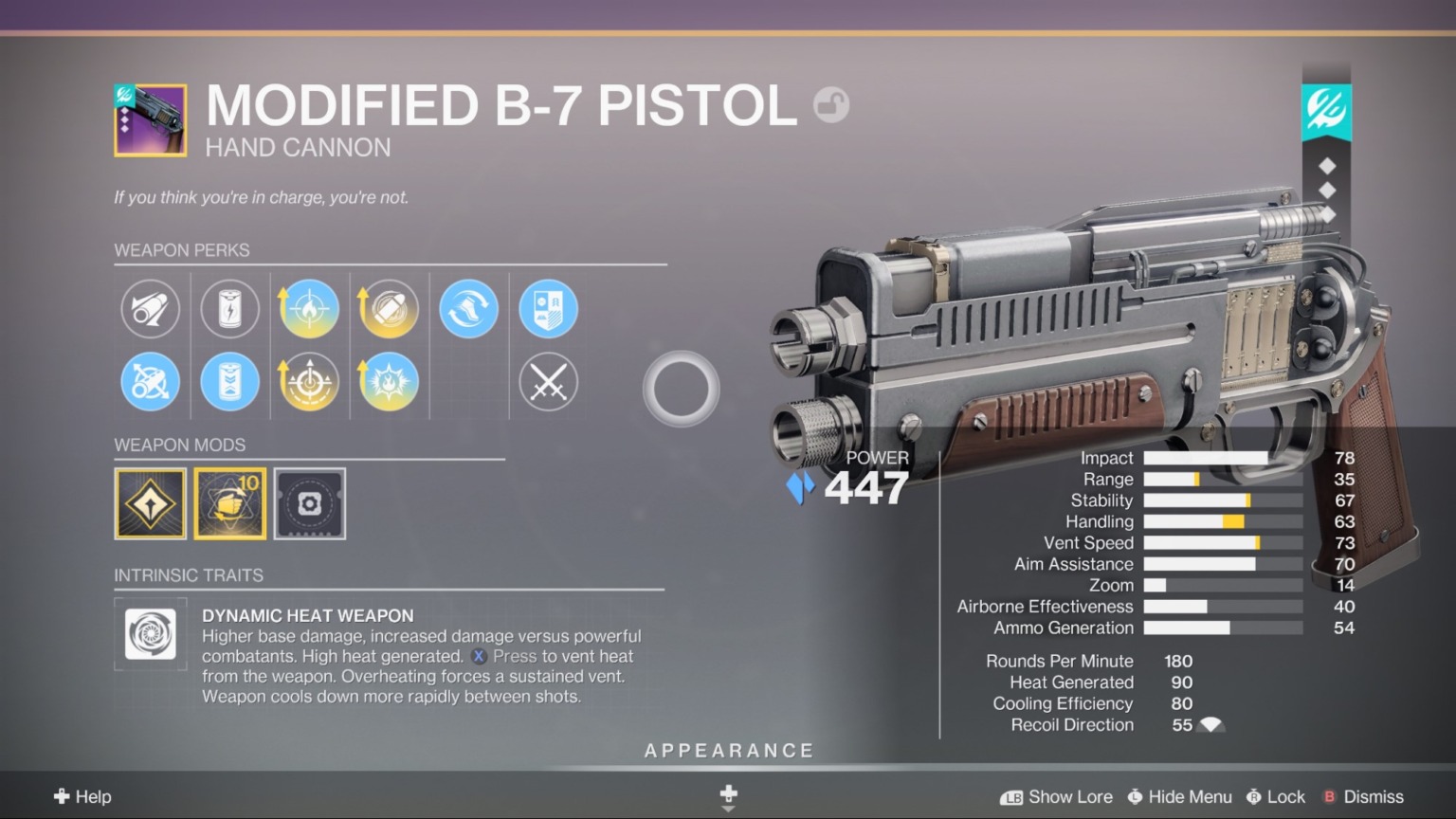 Destiny 2 Modified B-7 Pistol: God Rolls & How to get it
